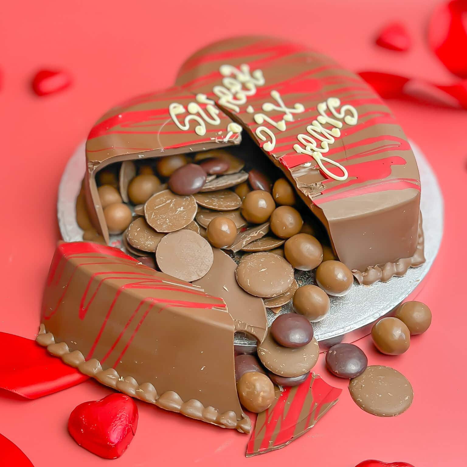 Red Chocolate Smash Heart | Personalised Valentines Gifts | Sweet Trees